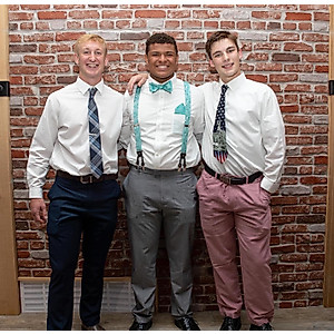 Alizeal Paisley Suspenders and Self Tied Bow Tie for Men with Pocket Square Set, Dark Green