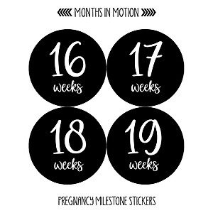 Months In Motion Pregnancy Weekly Belly Growth Stickers - Week to Week Pregnant Expecting Photo Prop - Maternity Keepsake - Baby Bump - Large Set of 36 Weekly Photo Sticker