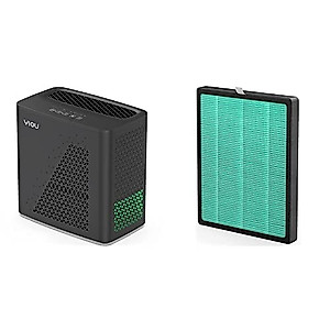 YIOU Air Purifier, Midnight Black & Air Purifier R1 Replacement Filter, Deep Green