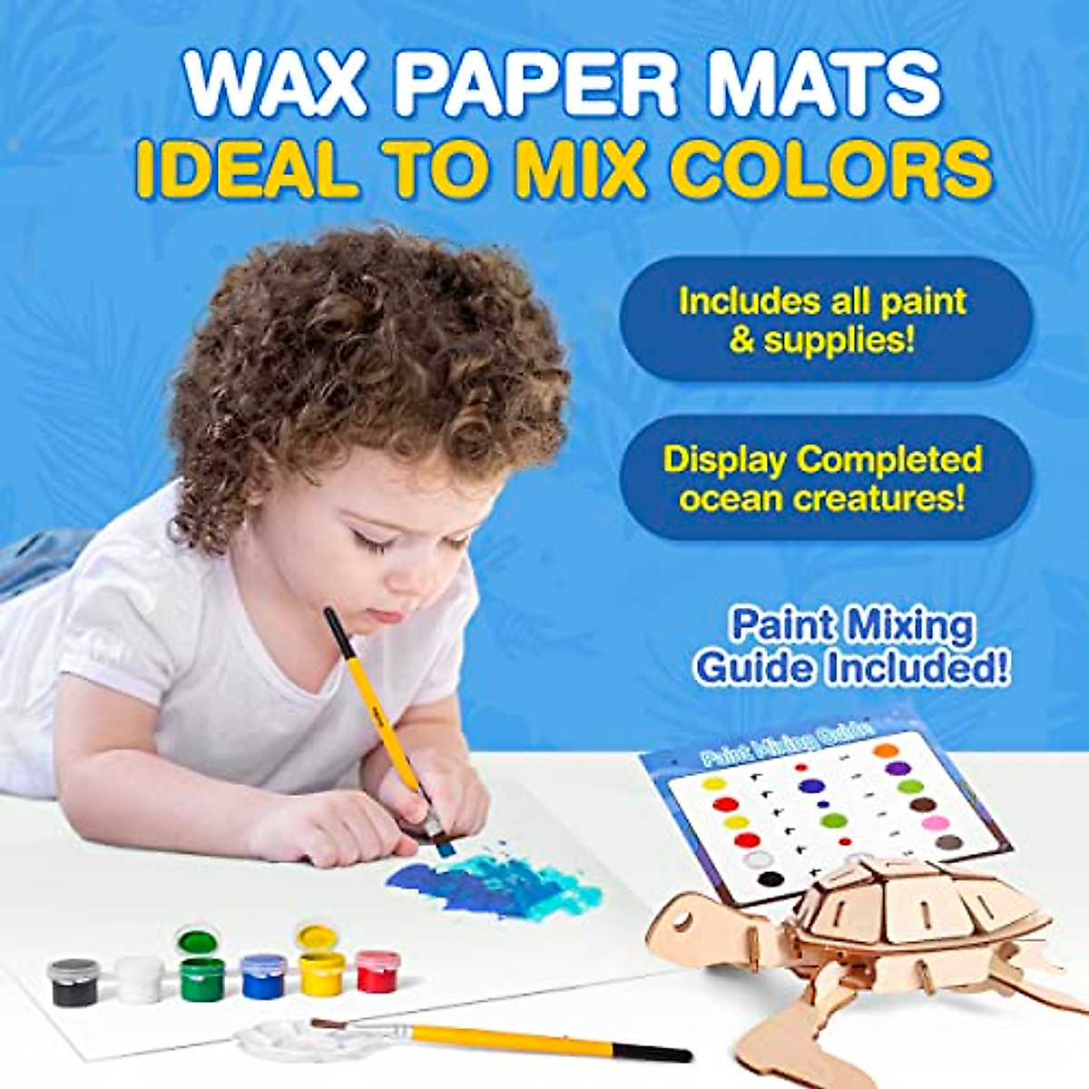 CoolToys Extraordinary Ocean Paint n' Play 3D Model and Craft Kit - Educational and Fun 3D Wooden Models Building and Painting Set for Kids Ages 6+ - Creative STEM Art Project for Boys and Girls