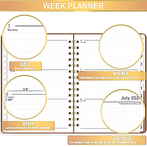 2023 Planner - Weekly & Monthly Planner 2023 from January - December 2023, 6.3" x 8.4", Monthly Tabs, Smooth Faux Leather & Flexible Hardcover with Twin-wire Binding, Brown, Perfect Life Assistant