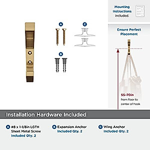 Amerock H37003CZ | Emerge Double Prong Decorative Wall Hook | Champagne Bronze Hook for Coats, Hats, Backpacks, Bags | Hooks for Bathroom, Bedroom, Closet, Entryway, Laundry Room, Office