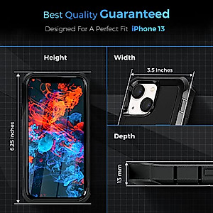 MOTIVE iPhone 13 Case, Heavy Duty Protective Case, Shockproof, Dustproof, Quad Layer Hard Protective Cover, Screen-Camera Bezel Protection, Black 6.1" | Bunker