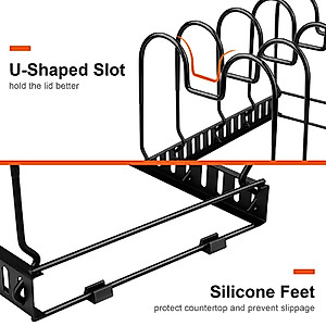 Atposh Pot rack 10 Adjustable Dividers Pots and Pans Organizers Expandable Pots Lid Holder Kitchen Cabinet Pantry Bakeware Organizer and Storage
