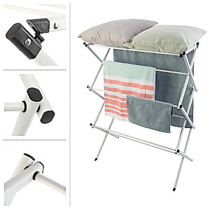 Lavish Home Clothes Drying Rack - Collapsible and Compact for Indoor/Outdoor Use - Portable Rack for Hanging and Air-Drying Laundry (White)