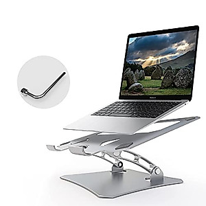 Laptop Stand, Foldable Laptop Stand, Portable Computer Stand, Travel Laptop Stand, Foldable Adjustable Ergonomic Laptop Stand Lift Desk for 10 to 17 Inch Laptops, Silver Aluminum Bracket
