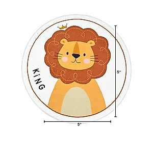 ABREEZE Faux Wool Kids Play Mat 4ft,Animal Round Area Rug Kids Nursery Door Mat Soft Plush Non-Slip Childrens Carpet for Bedroom Living Room Kids Playroom,Lion