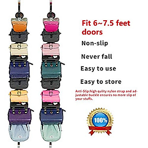 OVOY Bag-Organizer-Rack-Holder Purse Hanger for Door - 20 Hooks for Handbags for Closet and Door 2Pcs-Fit Door Thickness 1.3-1.5" (Black, 2PCS(Fit Door Thickness 1.3-1.5"))