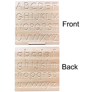 Mfumyy Montessori Alphabet Number Tracing Boards Double Sided Wooden Learn to Write ABC 123 Board Writing Practice Board for Kids Preschool Educational Toy,Homeschool Supplies (ABC+ABC Board)