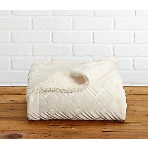 Sherpa Fleece and Velvet Plush Full/Queen Throw Blanket Winter White | Thick Blanket for Fall and Winter | Cozy, Soft, and Warm Fleece Throw Blanket | Cielo Collection