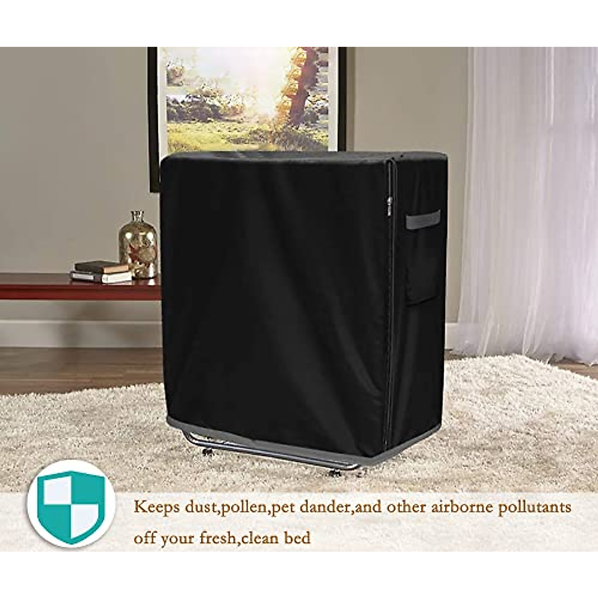 Universal Folding Bed Storage Cover 39" Lx 15 "W x 44.8 "H Rollaway Bed Storage Cover Fits Twin Size 38 Inch Beds Dustproof Guest Bed Protector with Zipper for Easy On and Off Black