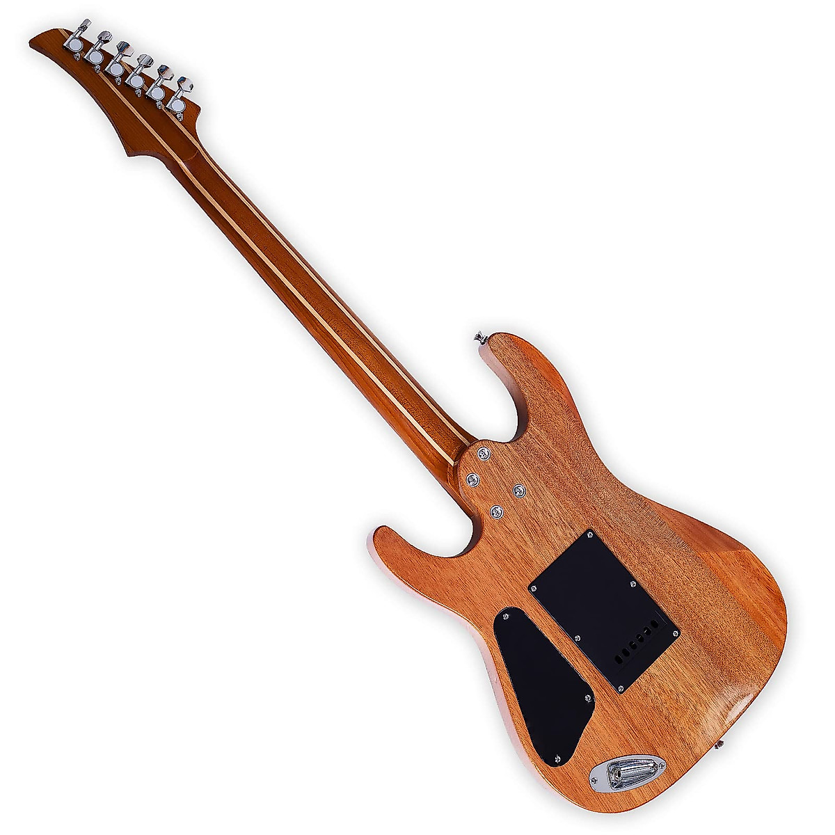 Boya&Ziqi BZK-024 Electric Guitar, Stainless Steel Frets (Hand Polished), Push-Pull Volume Control,5 Piece Roasted Maple/Maple Neck，Mahogany Body Topped with Burl Venner (Hot Magma, Right)