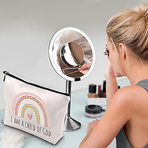 WCGXKO Religious Cosmetic Case 'I am a Child of God' for First Communion, Baptism Gifts, Travel, Organizer