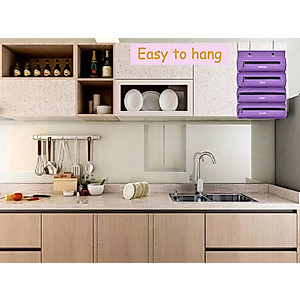 Ziplock Bag Organizer Compatible with Ziploc Gallon, Quart, Sandwich & Snack Food Storage Bag, Kitchen Plastic Bag Storage Organizer for Kitchen RV Camper (Purple)