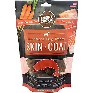Smart Cookie All Natural Dog Treats - Healthy Skin & Coat Salmon Dog Treats - Ideal for Sensitive Stomachs or Itchy, Allergic, Dry Skin - Dehydrated, Crunchy, Human-Grade, Made in USA - 8oz, Pack of 1