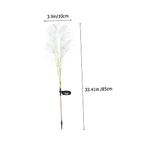 ABOOFAN Fiber Optic Reed Light Solar Garden Light Solar Path Lights Fiber Optic Garden Lights Solar Lights Outdoor Decor Garden Lights Solar Powered White Stainless Steel Led