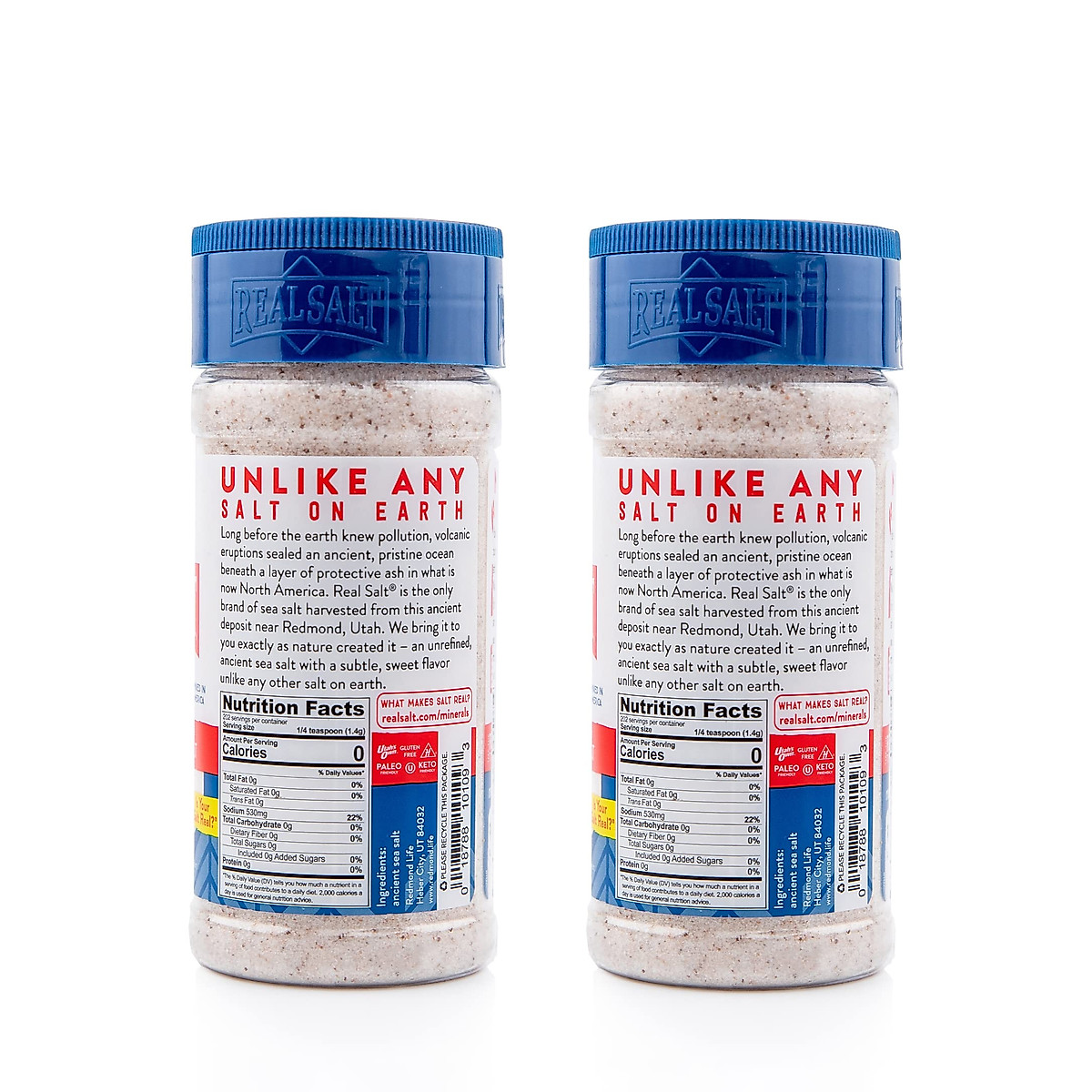 Redmond Real Sea Salt - Natural Unrefined Gluten Free Fine, 10 Ounce Shaker (2 Pack)