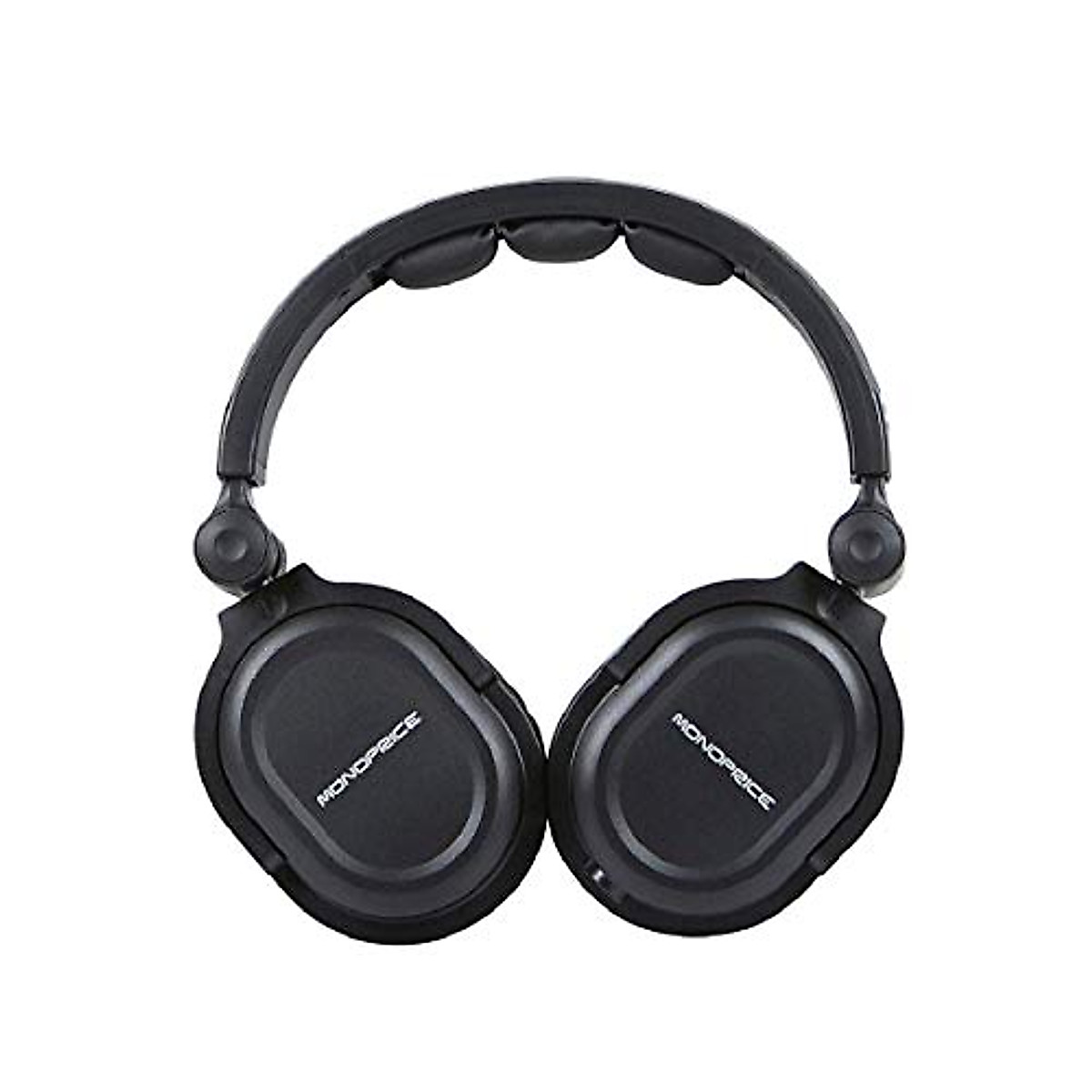 Monoprice Premium Hi-Fi DJ Style Over-The-Ear Pro Headphones with A Single-Button Inline Microphone/Controller - Black