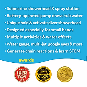 Yookidoo Kids Bath Toy - Submarine Spray Station - Battery Operated Water Pump with Hand Shower for Bathtime Play - Generates Magical Effects (Age 2-6 Years)