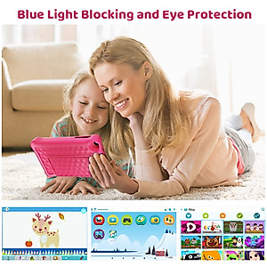 8 inch Tablet for Kids, Android 10 Kids Tablet with Parental Control, Kidoz Installed, 4000 mAh, HD Display, 32GB, Dual Camera, WiFi, Bluetooth, Google Play, Children Tablet with Shockproof Case, Pink