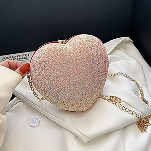 Elegant Sequins Love Heart-shaped Evening Clutch Bag Diamonds Ladies Handbags