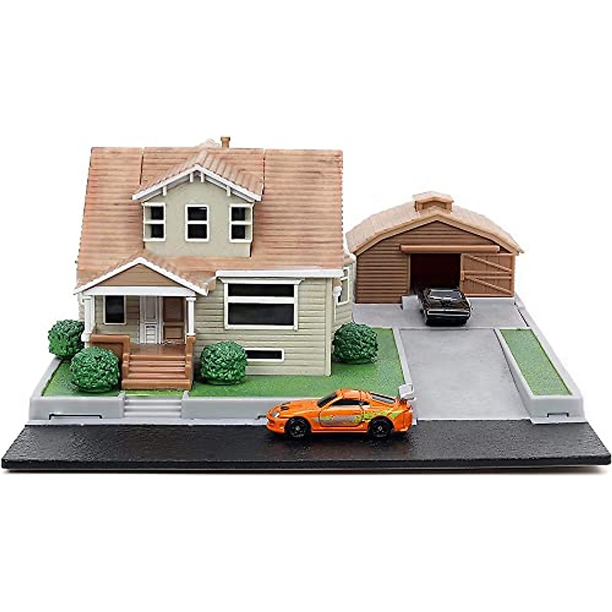 Jada Toys Fast & Furious Nano Hollywood Rides Dom Toretto's House Display Diorama with Two 1.65" Die-cast Cars, Toys for Kids and Adults (33668)