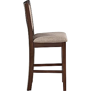 New Classic Furniture Amy Kitchen Counter Island Dining Table for 4 with Storage Shelf & USB Chargers, Traditional Brown Cherry