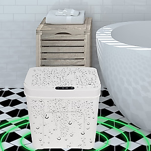 Blinkbrione Trash bin Kitchen,Rectangular Plastic ,Automatic Trash can Small, Recycle White, Bathroom Wastebasket with lid, Garbage can with Motion Sensor lid 2.5Gallon Hand-Free