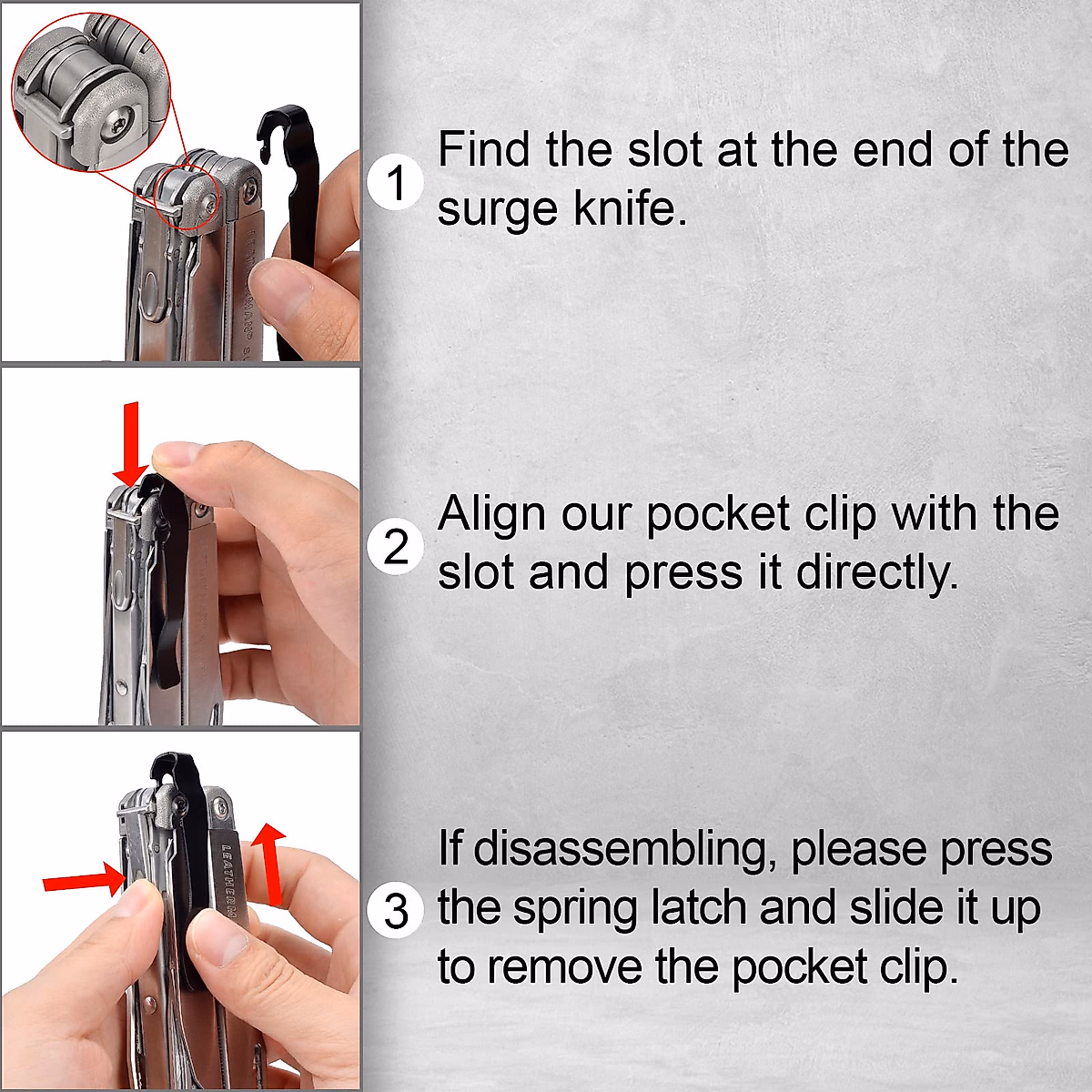 iGuerburn Pocket Clips for Leatherman Surge, Surge Pocket Clip as Leatherman Surge Accessories - (Not for Other Leatherman Models) - Black