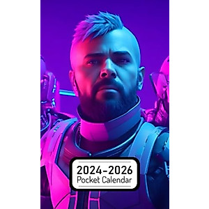 Pocket Calendar 2024-2026: Two-Year Monthly Planner for Purse , 36 Months from January 2024 to December 2026 | Cyberpunk | Abstract | Reunion of man | Team | Squad