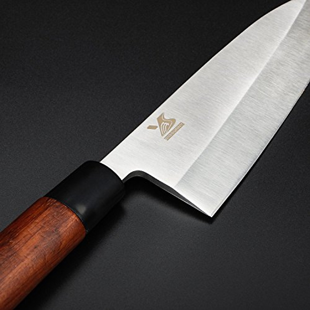 MSY BIGSUNNY 7 inch Deba knife Kitchen Cooking Chef Sushi Knife High Carbon Stainless Steel Blade with Rose wood Handle