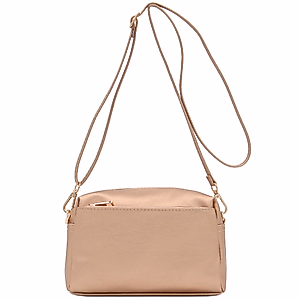 FashionPuzzle Triple Zip Small Crossbody Bag (Rose Gold)