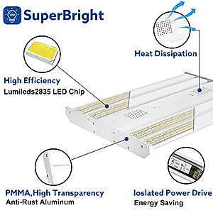ELECALL Linear LED High Bay Light 21735LM 161W 2FT 5000K (600W HPS Eqv.) Warehouse Light for Workshops Garages Shop, Hanging and FlushMount, 0-10V Dimmable, UL DLC,6 Lamp Fluorescent Replacement