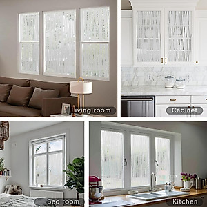 NINETREX Window Privacy Film Frosted Glass Window Film Sticker Decorative Coverings Non-Adhesive Heat Anti-UV for Home Office Living Room,Stripe Patterns，17.5 x 78.7Inches