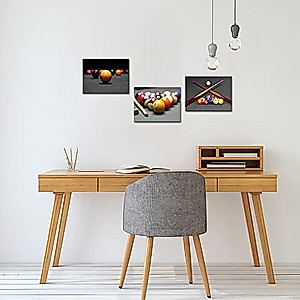 Conipit Billiards Canvas Wall Art Pool Table Pictures Leisure Sport Painting Snooker Photo Painting for Game Room Club Bar Wall Decor Stretched and Framed Prints Ready to Hang 12"x16" x 3Pcs