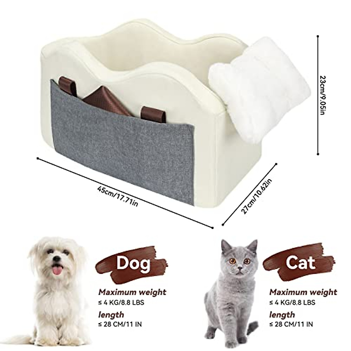 Dog Car Seat for Small Dog Center Console Seat Pet Booster Seat for Car Puppy Car Seat for Small Dogs(Beige)