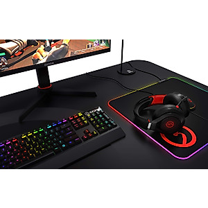 Gaming Headphones Ozone Rage X40 - Headphones with Microphone - Virtual 7.1 Sound, Software, 50m Speakers, Red LED, Adjustable Headband, Controller, PS4 Compatible, Ergonomic, Black