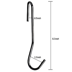 ESFUN 12 Pack 5 inches Heavy Duty S Hooks Black Pot Hooks Pan Rack Holder Hooks for Hanging Kitchen Utensils Pots Pans Clothes Bags Towels Plants with 90 Degree Twist Angled