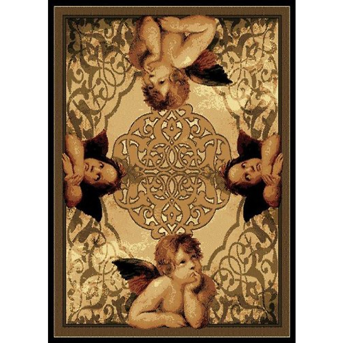Designer Home Epoch Area Rug 910-06850 Cherubs Black Cherubs Angels 5' 3" x 7' 2" Rectangle