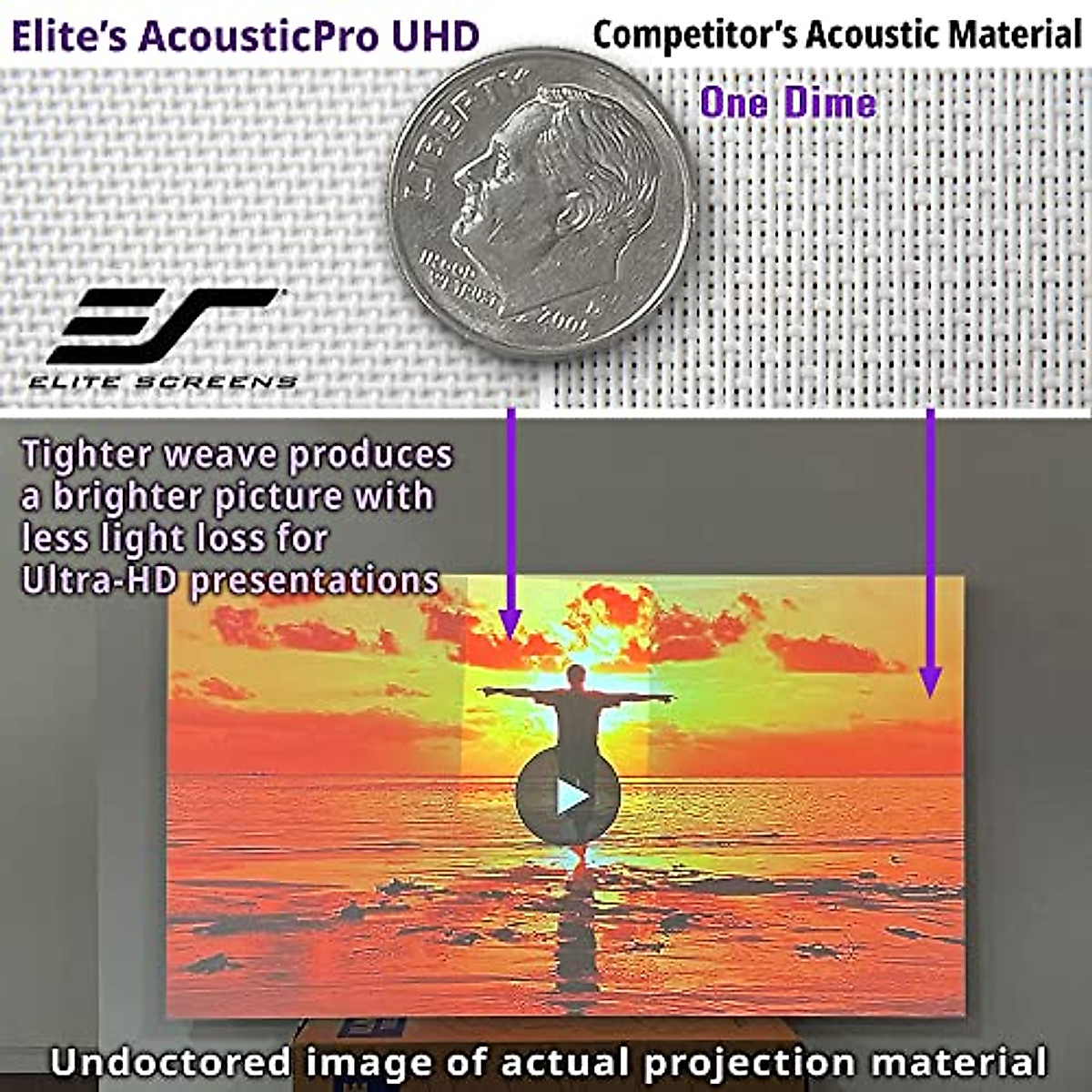 Elite Screens Aeon AUHD Series, 120-inch 16:9, 4K Home Theater Fixed Frame EDGE FREE Borderless Projection Sound Transparent Perforated Weave Projector Screen, AR120H2-AUHD