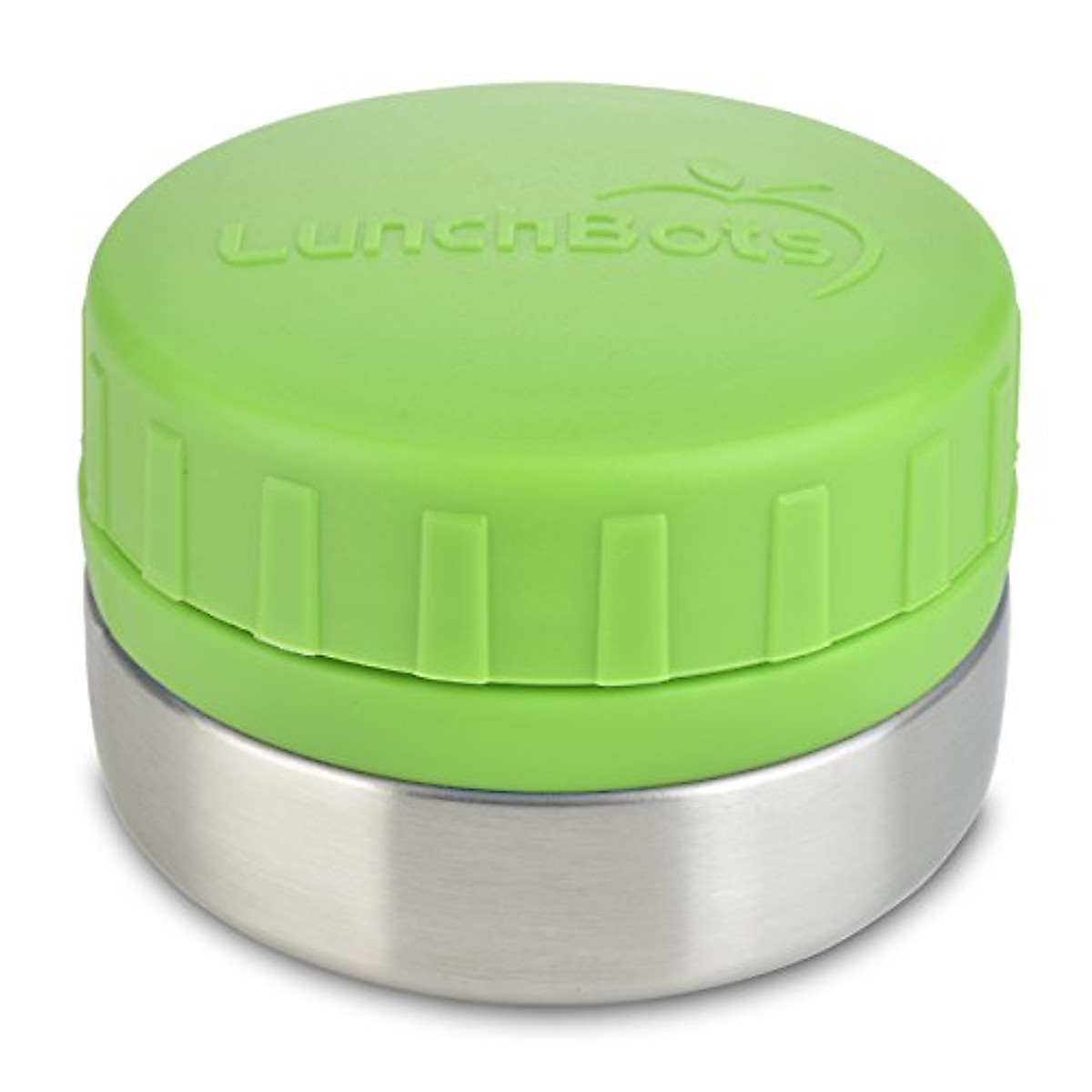 LunchBots Rounds Leak Proof 4 oz. Stainless Snack Container Jar, Set of 2, Green Lids