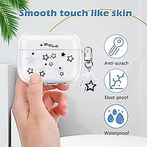 AirPod Pro 2 Case with Star Keychain, Cute Charms Star Pattern Design Clear Soft Protective Cover for AirPods Pro 2nd Generation 2022 Case