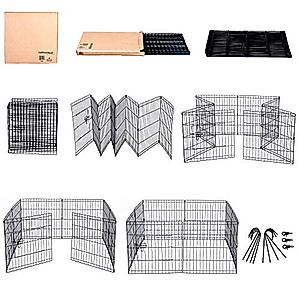 Dog Exercise Pen Pet Playpens for Small Dogs - Puppy Playpen Outdoor Back or Front Yard Fence Cage Fencing Doggie Rabbit Cats Playpens Outside Fences with Door - Metal Wire Foldable 8-Panel 30 sq Foot