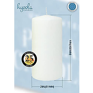 HYOOLA White Pillar Candles 2-inch x 4-inch - 24 Pack Unscented Bulk Pillar Candles - European Made