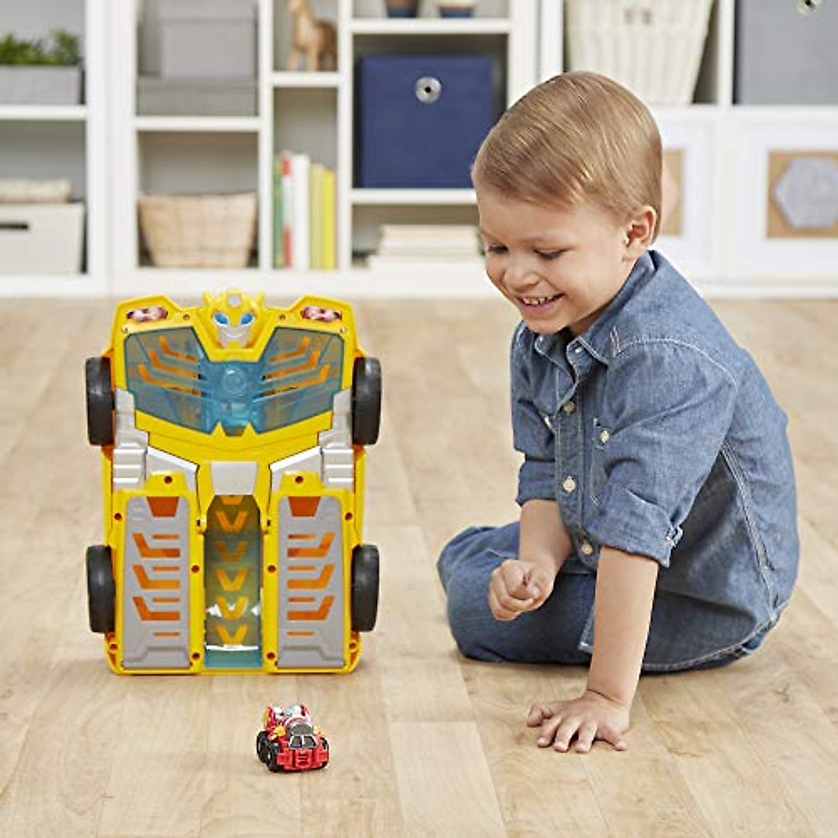 Playskool Heroes Transformers Rescue Bots Academy Bumblebee Track Tower 14" Playset, 2-in-1 Converting Robot, Collectible Toys for Kids Ages 3 & Up