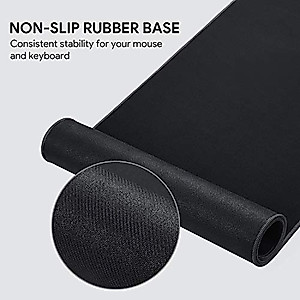 Large Extended Gaming Mouse Pad with Stitched Edges, (35.4X15.7X0.18In) Durable Non-Slip Natural Rubber Base, Waterproof Computer Keyboard Pad Mat for Esports Pros, Gamer, Desktop Office, Home-Black