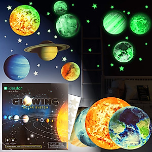 Glow in The Dark Stars and Planets, Bright Solar System Wall Stickers -Glowing Ceiling Decals for Kids Bedroom Any Room,Shining Space Decoration, Birthday Christmas Gift for Boys and Girls (Green)