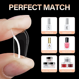 AILLSA Short Square Nail Tips - 504pcs Clear Soft Nail Tips Full Cover Gel Nails Tips Pre-shaped Acrylic for Extensions Easy for Home DIY Nail Salon 12 Sizes