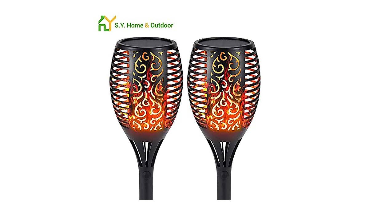 S.Y. Solar Lights Outdoor, 96 LED Solar Torch Light with Dancing ...