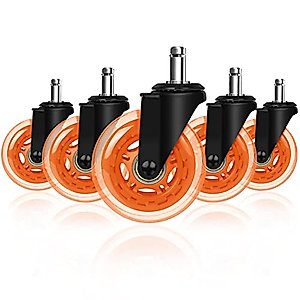 3" Office Chair Caster, Hirate Durable Computer Desk Chair Casters Replacement Set of 5 Heavy Duty Protection for All Floors, Universal Stem 11mm (7/16"x7/8")